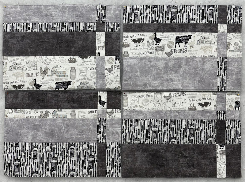 Farm to Table - SAMPLE - FINISHED - 4 Placemats - Quilted & Bound - 15