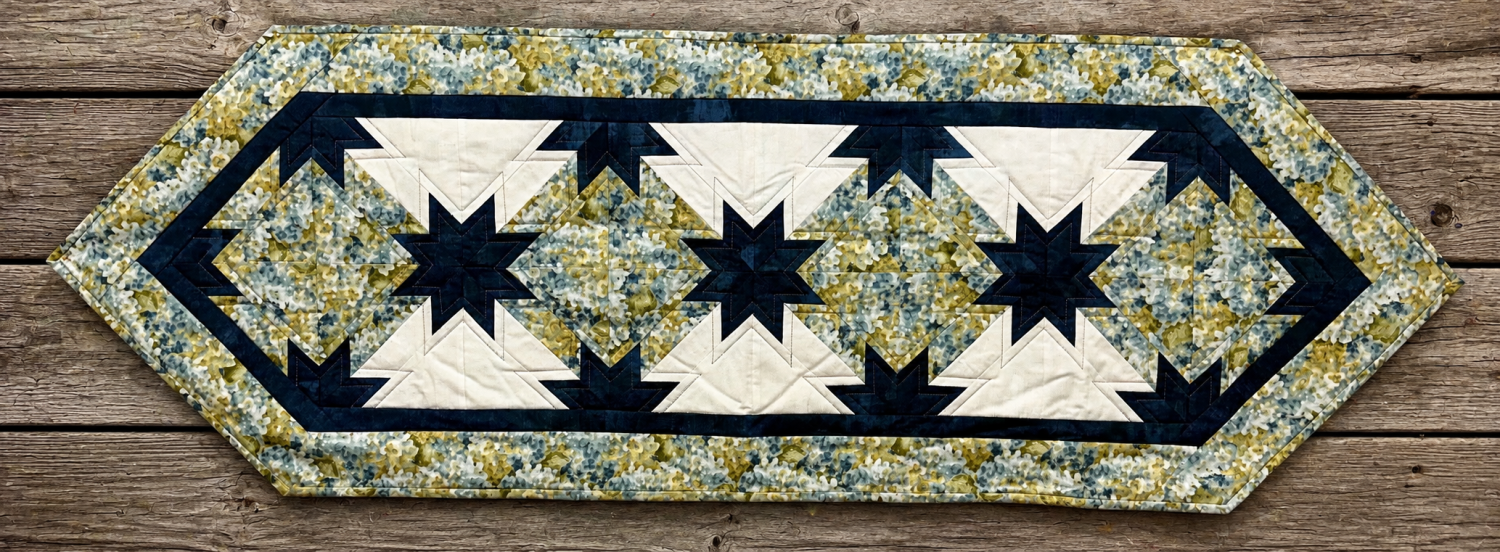 Hunter's Star - SAMPLE - FINISHED - Table Runner - Quilted & Bound - 1