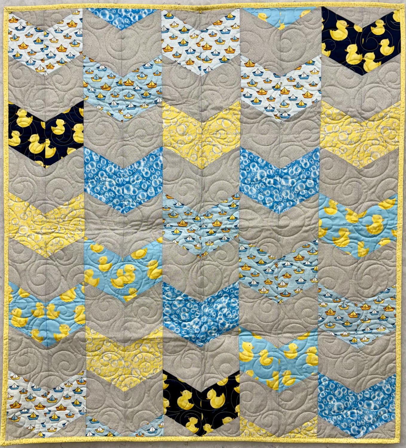 Rubber Ducky - SAMPLE - FINISHED - Quilted & Bound - 39" x 43"